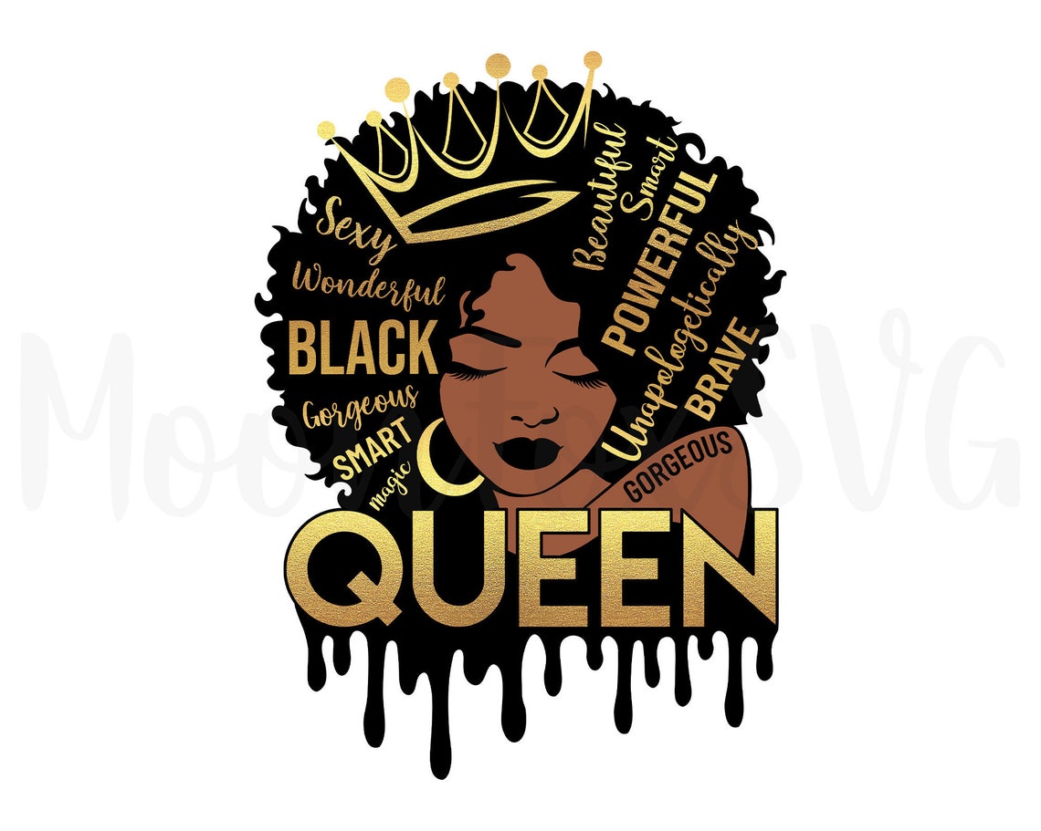 Afro Black Queen Words svg Natural Hair Black Girl African | Etsy