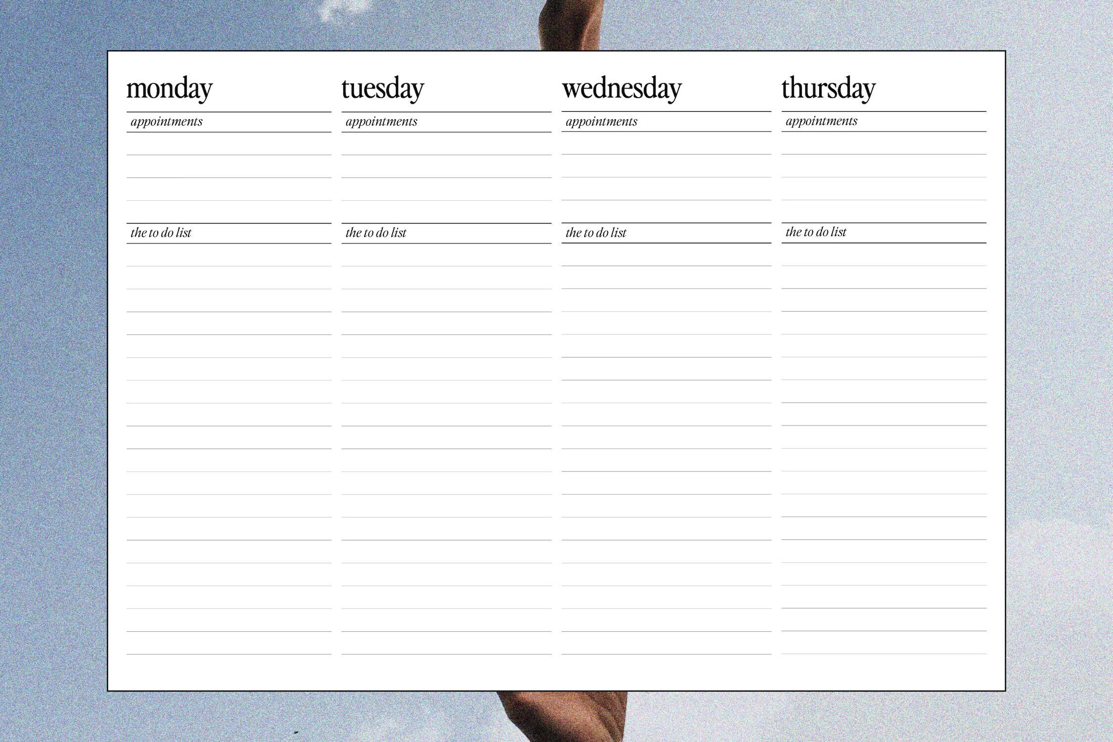 Weekly Planner Printable Landscape, Minimalist Weekly Schedule, Week at ...