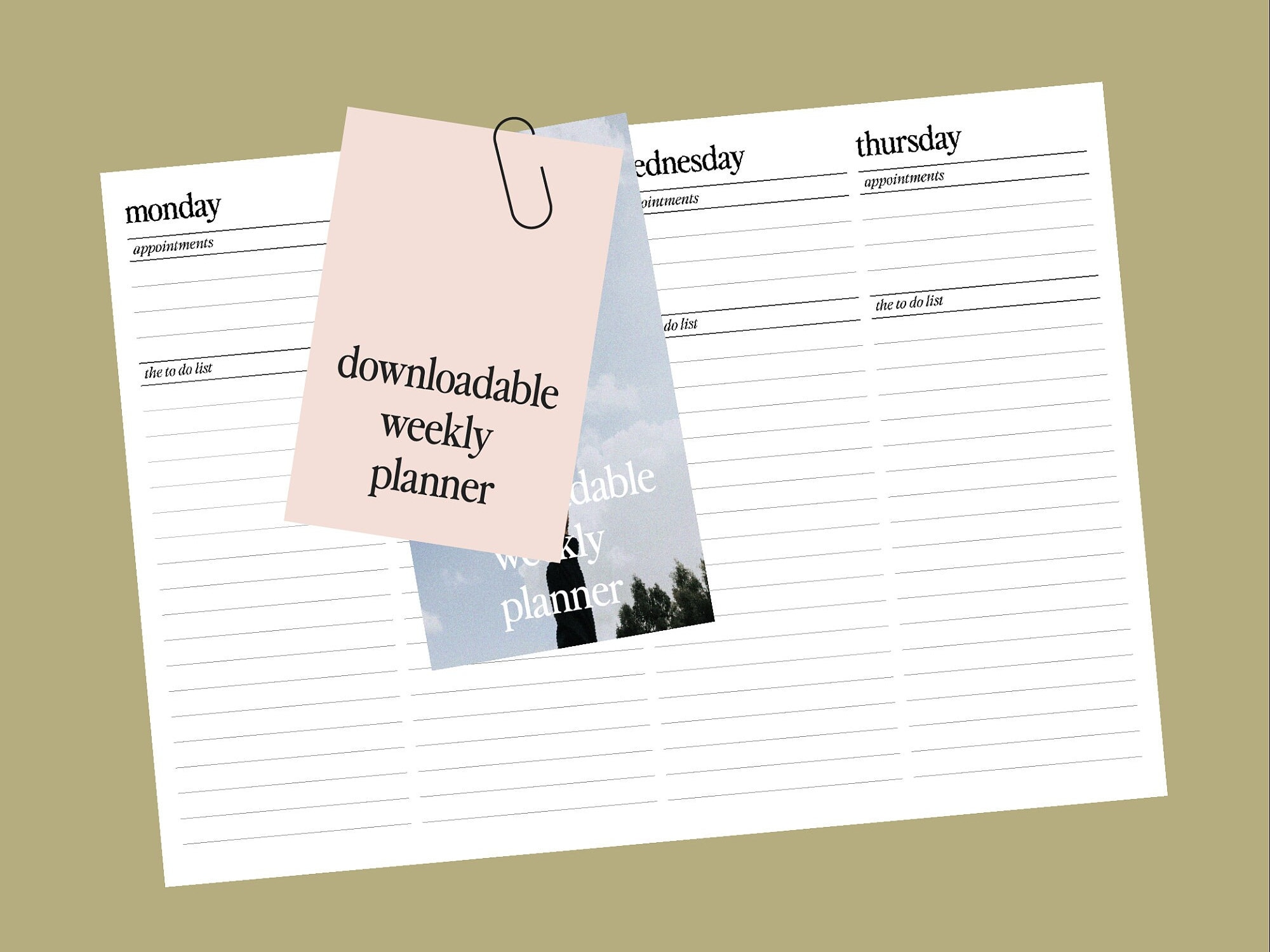 Weekly Planner Printable Landscape, Minimalist Weekly Schedule, Week at ...