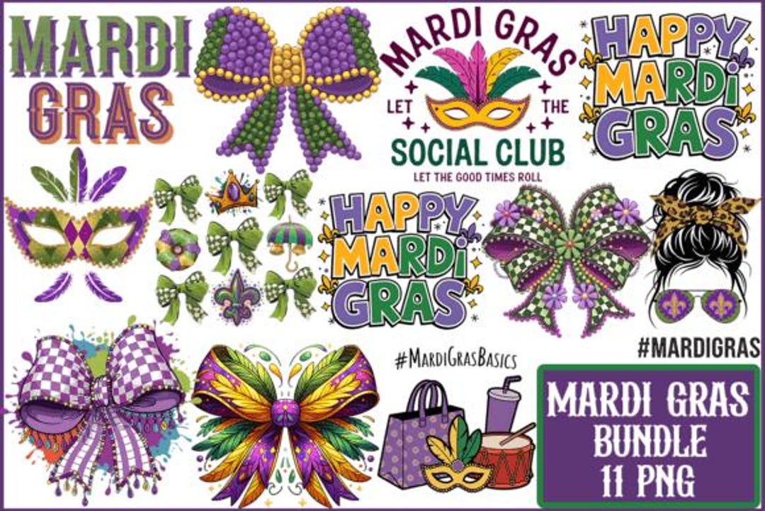 Mardi Gras Fat Tuesday PNG Bundle - Etsy