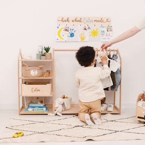 Personalized Kids Clothing Rack for Boys, Montessori Playroom Toy ...