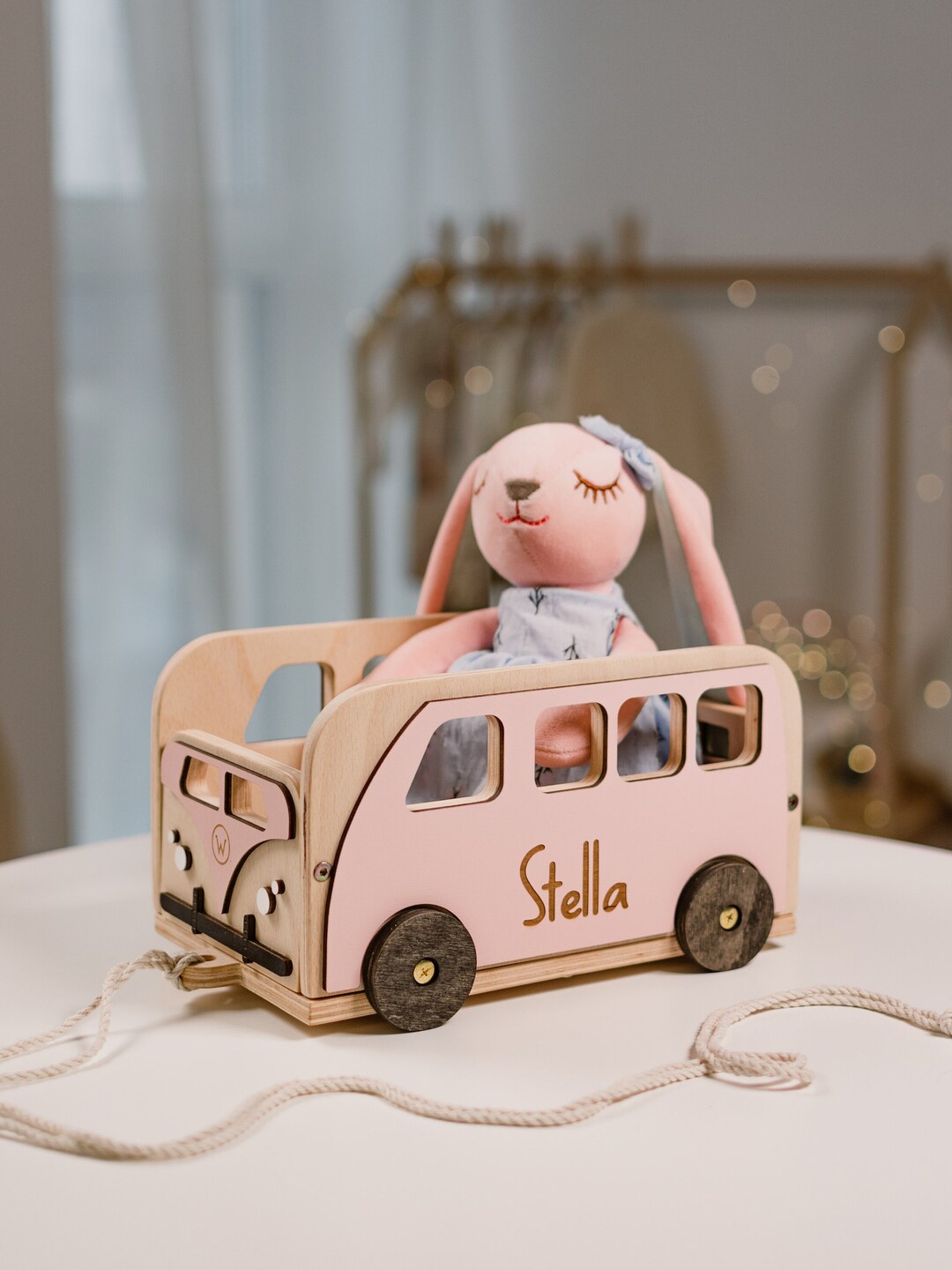 Push Pull Personalized Toy for Baby Girl Pull Along Car Unique Wooden ...