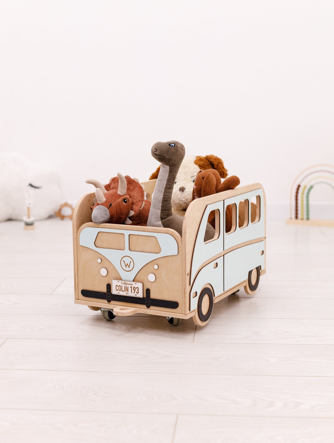 Pastel Blue Toy Box for Nursery Storage Personalized Wooden Playroom Organizer on Wheels Unique Gift for Baby Shower New Nephew Toddler Gift Etsy