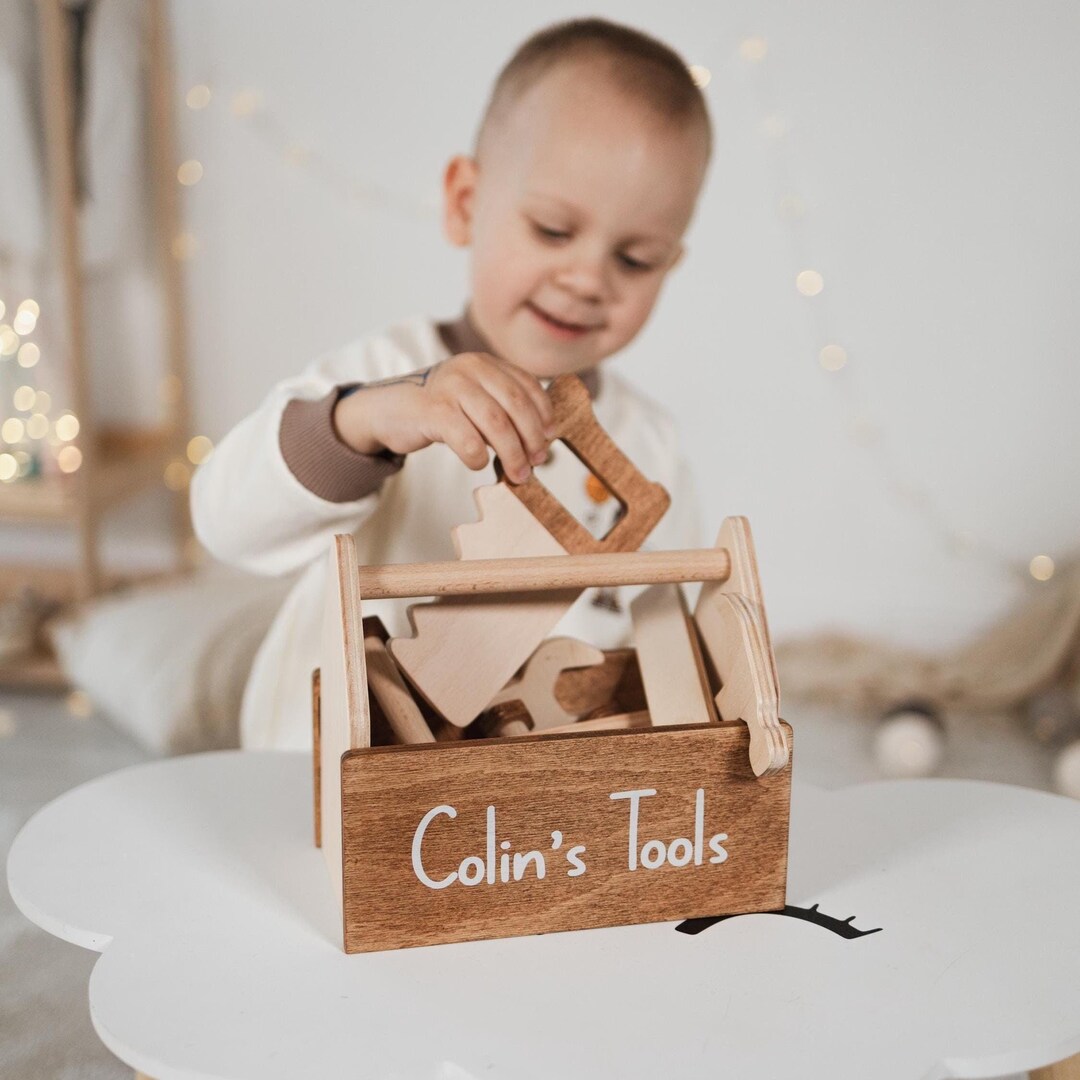 Custom Wooden Kids Tools Box With Geoboard Personalized Baby Gift Toys ...