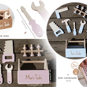 Wooden Kids Tools Box With Geoboard Personalized Baby Gift Toys for Boy ...