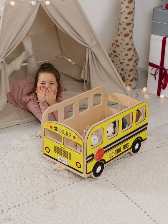 Personalized Toy Storage Box on Wheels Playroom Storage and Organization School Bus Large Toy Box Stuffed Animals Holder Nursery Etsy Canada