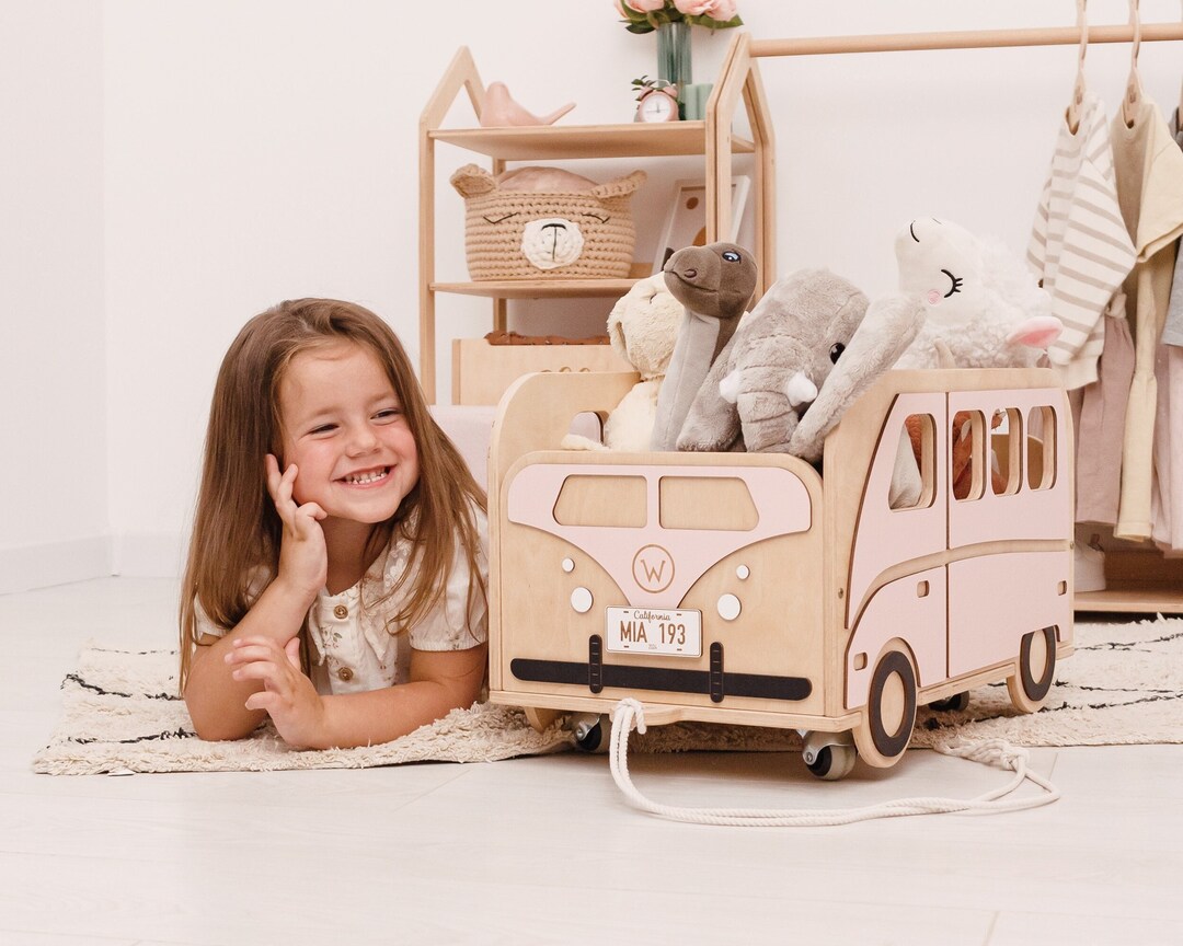 Wooden Toy Storage for Girls, Personalized Car Shaped Toy Box With ...