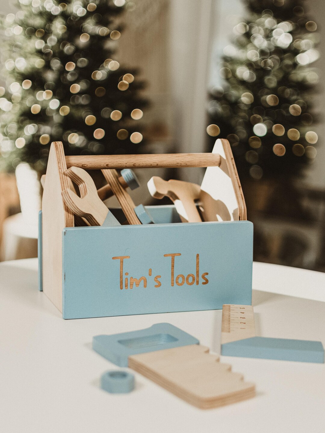 Personalized Wooden Kids Tools Box With Geoboard - Etsy