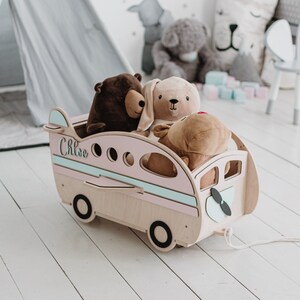 Toy Storage Airplane-shaped for Toddlers Wooden Toy Box With ...