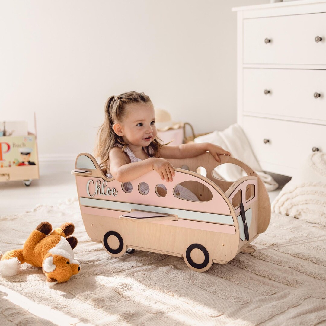 Toddler Toy Storage Wooden Toy Box With Personalization Unique Airplane ...