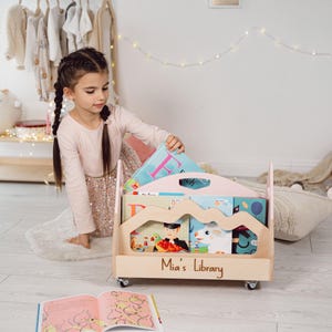 Personalized Toddler Bookcase Mountain Shaped, Kids Display Bookshelf ...