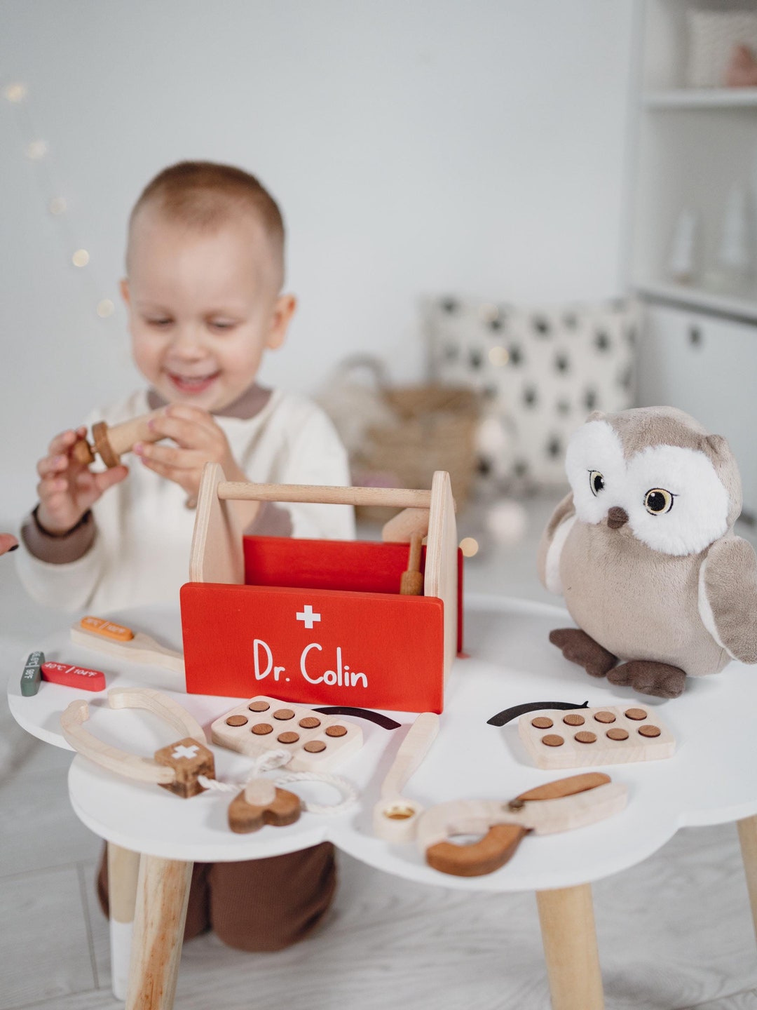 Personalized Hospital Tools Toy Toddler, Doctor Wooden Toy Set, Medical ...