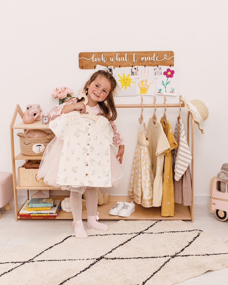 Personalized Wardrobe Wooden Clothing Rack for Toddlers Nursery ...