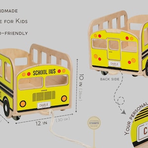 Toy Box on Wheels School Bus Theme, Nursery Storage and Organization ...
