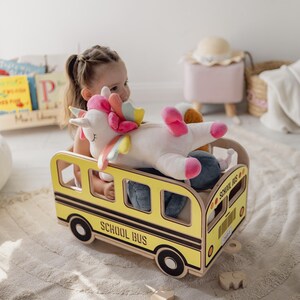Toy Box on Wheels School Bus Theme, Nursery Storage and Organization ...