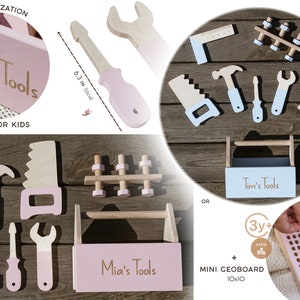 Wooden Kids Tools Box With Geoboard Personalized Baby Gift Toys for Boy ...