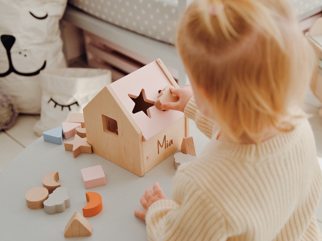 Wooden Shape Sorter With Name Developmental Toy for Toddler Sorting Toy ...