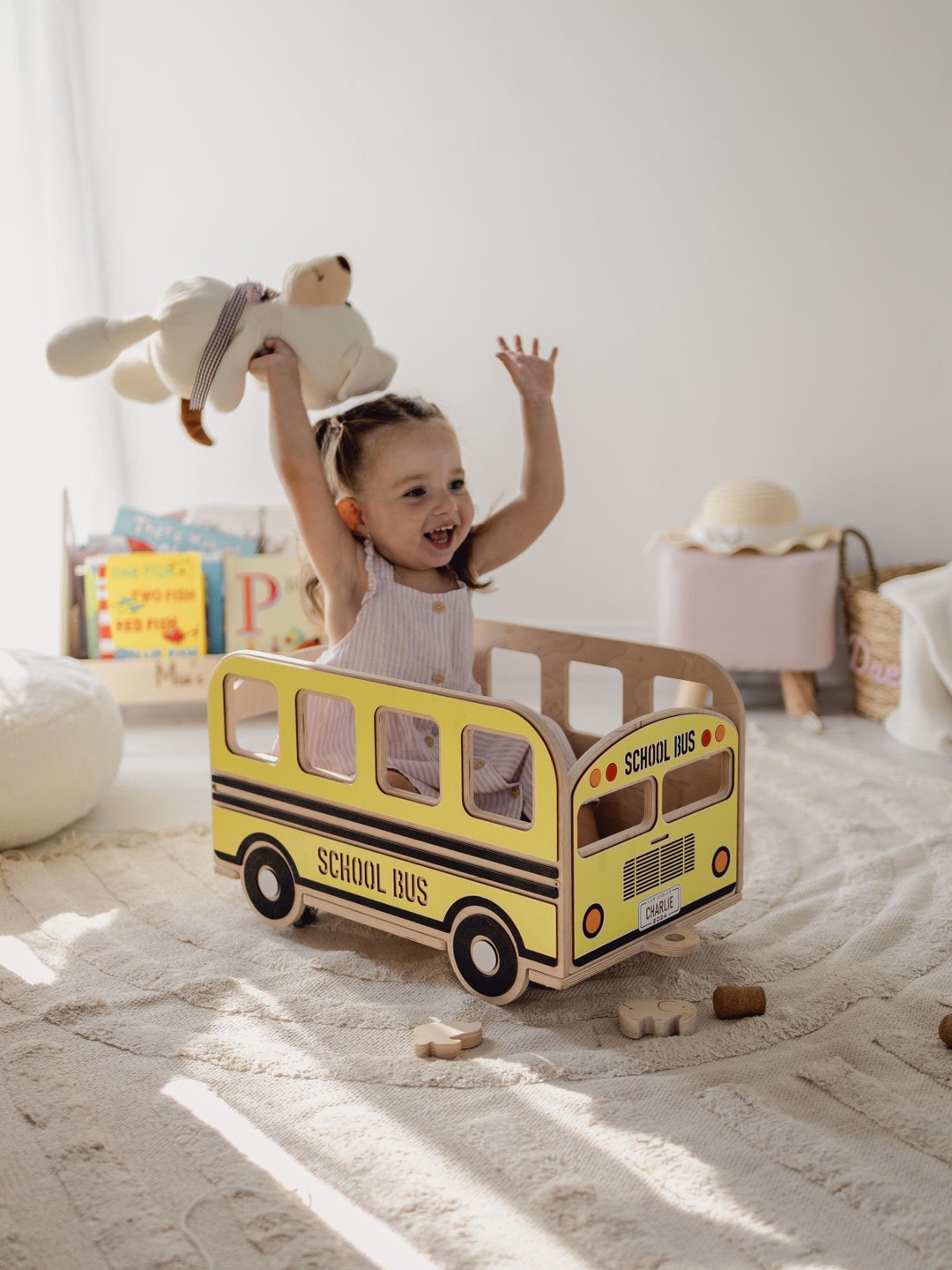 Wooden Custom Toy Box on Wheels for Toddler, Nursery Storage and ...