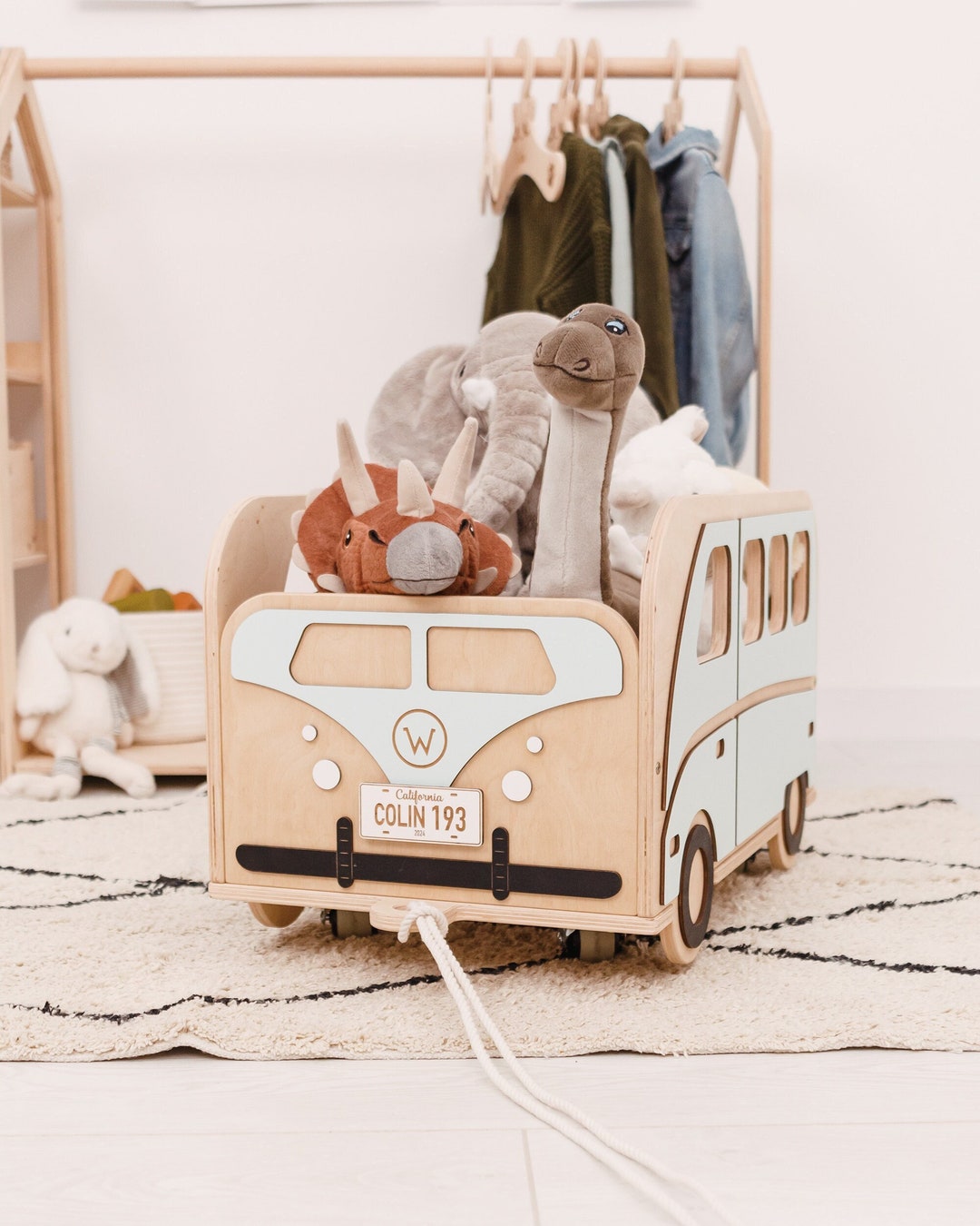 Personalized Toy Storage, Toy Box With Wheels, Montessori Furniture ...