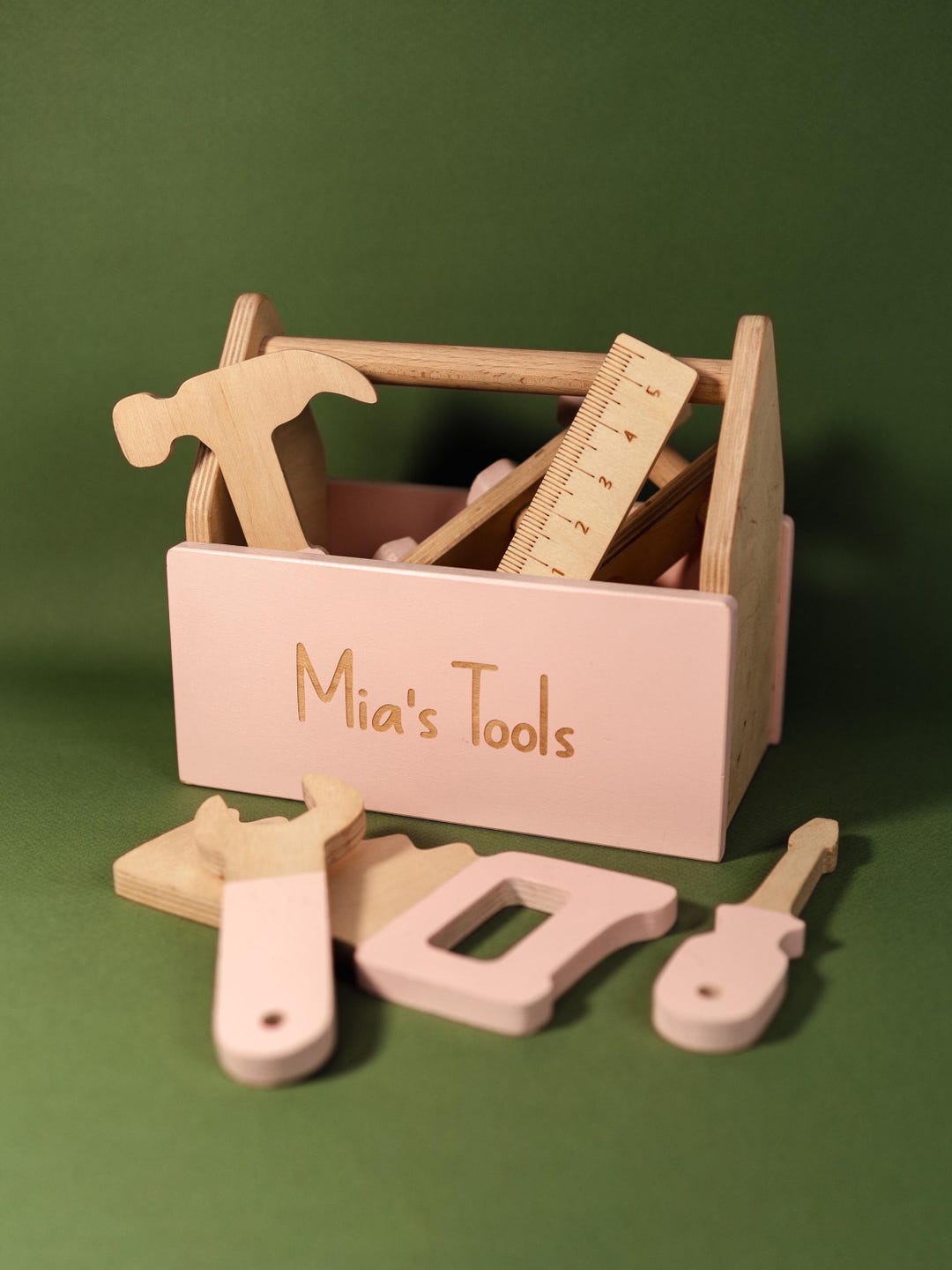 Kit Tools Box for Toddler, Wooden Toy Tools, Personalized Baby Girl ...