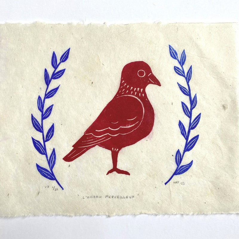 Bird Linocut - Etsy
