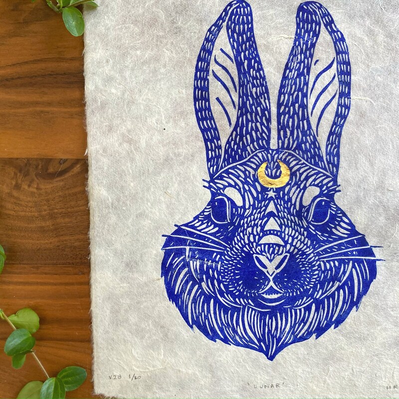 Rabbit in the Moon - Etsy
