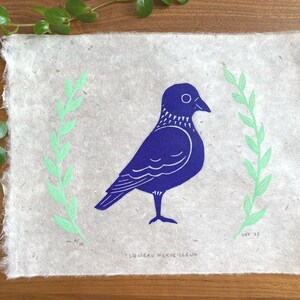Pigeon Relief Print Original Animal Linocut Art, Bird Illustration ...
