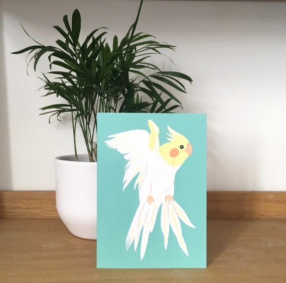 Paper Cockatiels card cute birb card birthday card animals cockatiel ...