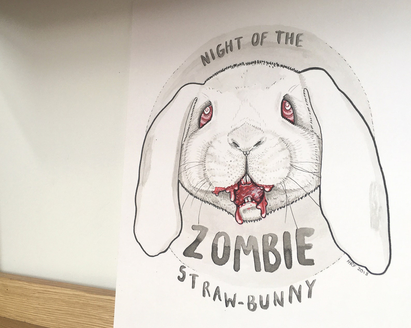 Original Zombie Rabbit artwork ooak pen and ink bunny | Etsy