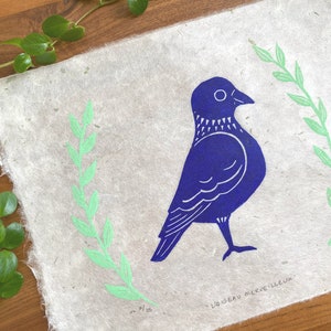 Pigeon Relief Print Original Animal Linocut Art, Bird Illustration ...