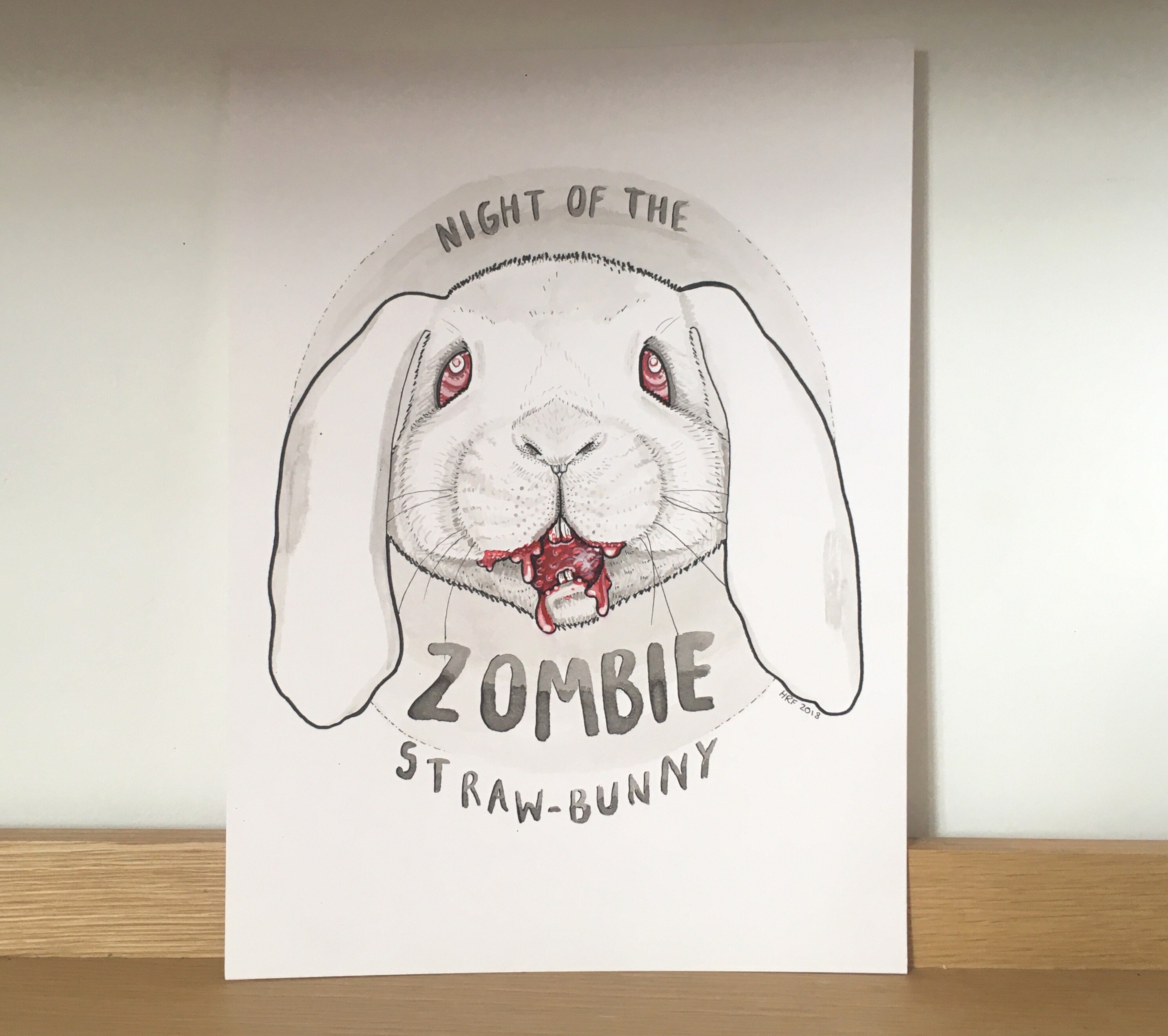Original Zombie Rabbit artwork ooak pen and ink bunny | Etsy