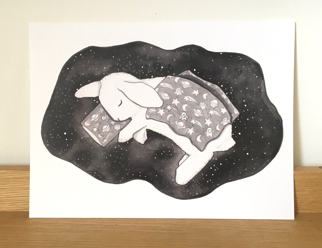 Sleeping Rabbit Print Sleepy Bunny Art Cute Lop - Etsy
