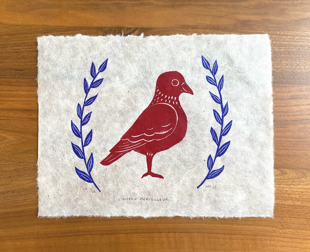 Pigeon Linocut Print Original Bird Lino Wildlife Relief - Etsy