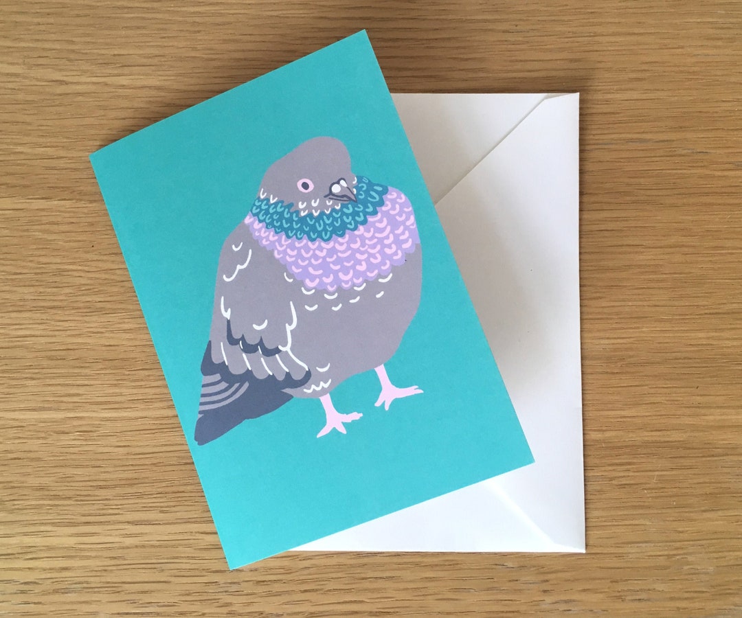 Fat Pigeon Card - Birb Illustration, Cute Bird Art - Etsy