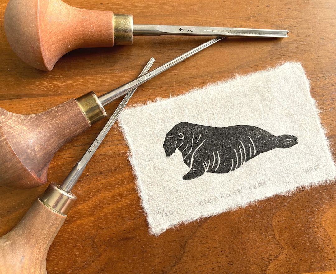 Elephant Seal Mini Linocut Tiny Seal Lino Print Original - Etsy