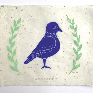 Pigeon Relief Print Original Animal Linocut Art, Bird Illustration ...