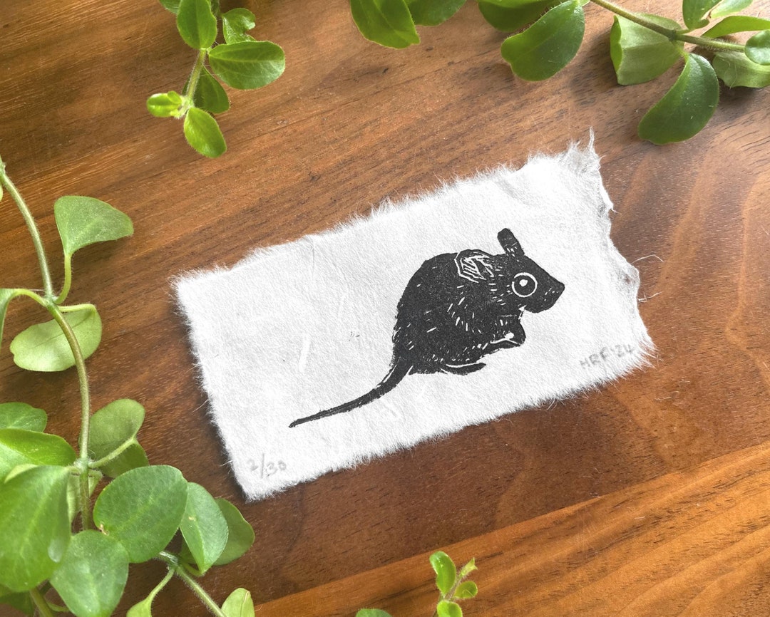 Mouse Mini Linocut Mammal Lino Print, Original Animal Art, Wildlife ...
