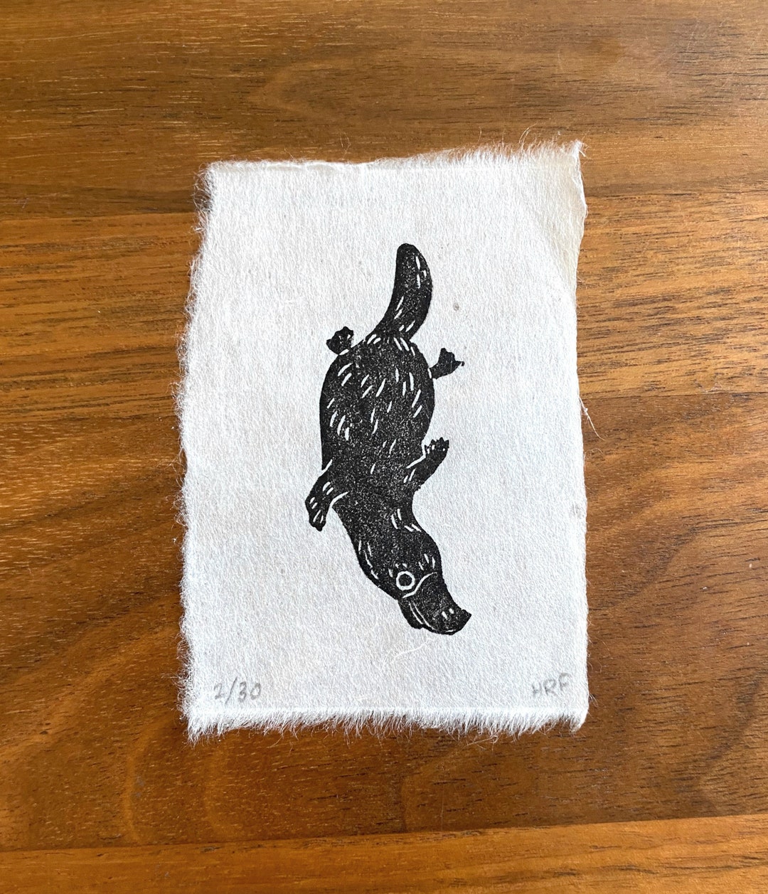 Duck-billed Platypus Mini Linocut Tiny Lino Print Original - Etsy