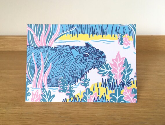 Capybara Card Capybara Print Birthday Card Capybara Art | Etsy