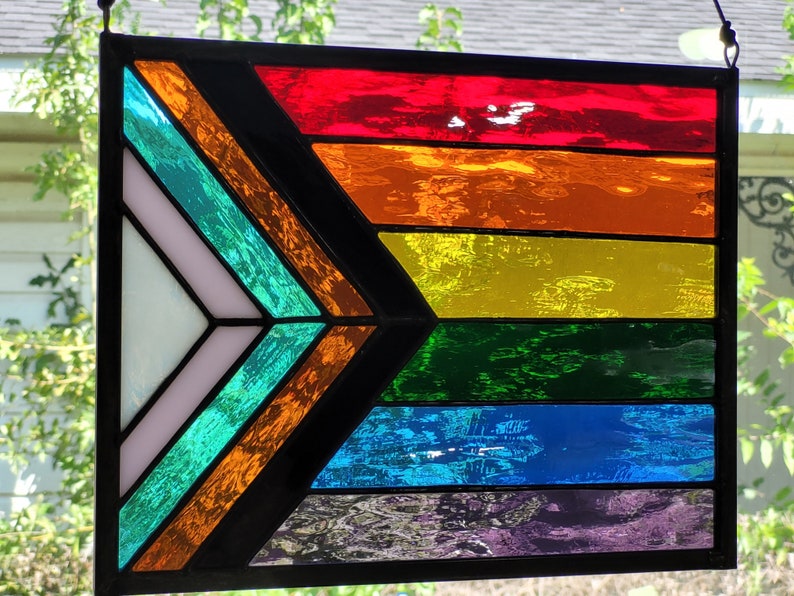 Stained Glass Pride Flag LGBTQ Sun Catcher Panel 11 X | Etsy