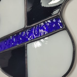 Stained Glass BADGE Thin Blue Line Shield Suncatcher 5 X 5, Law ...