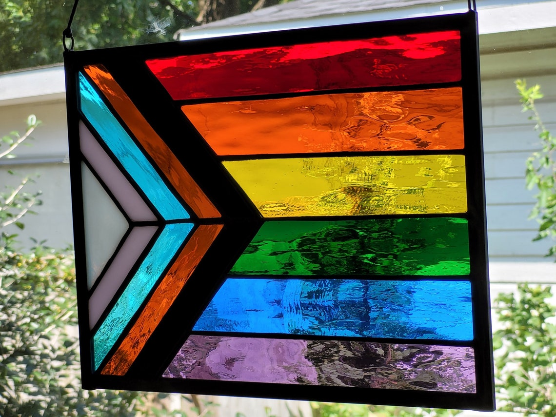 Stained Glass Pride Flag LGBTQ Sun Catcher Panel 11 X | Etsy