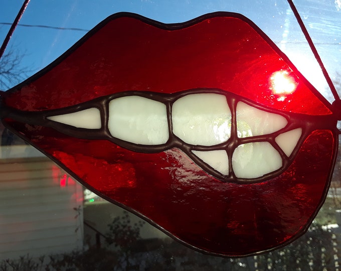 Stained Glass Red Hot Lips Sun Catcher 6 X 4 Erotic, Juicy, Sensual ...