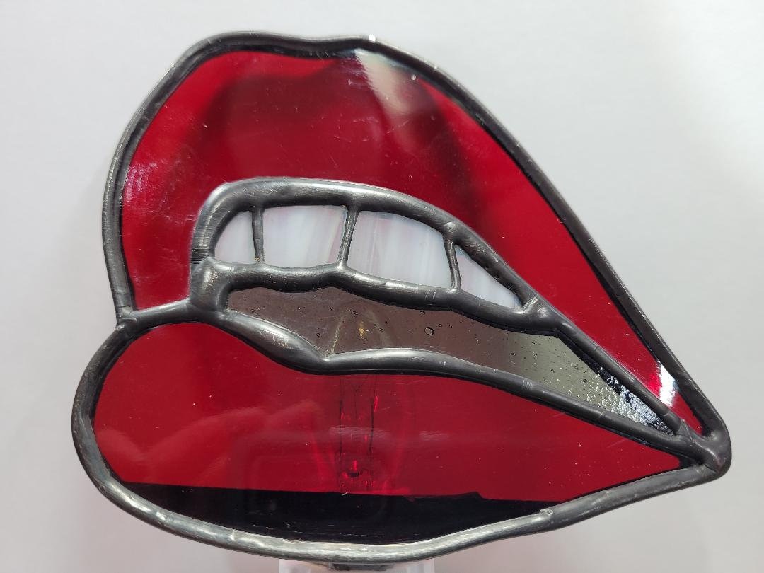 Stained Glass Red Hot Lips Night Light4" X 4.5", Women Erotic Art ...
