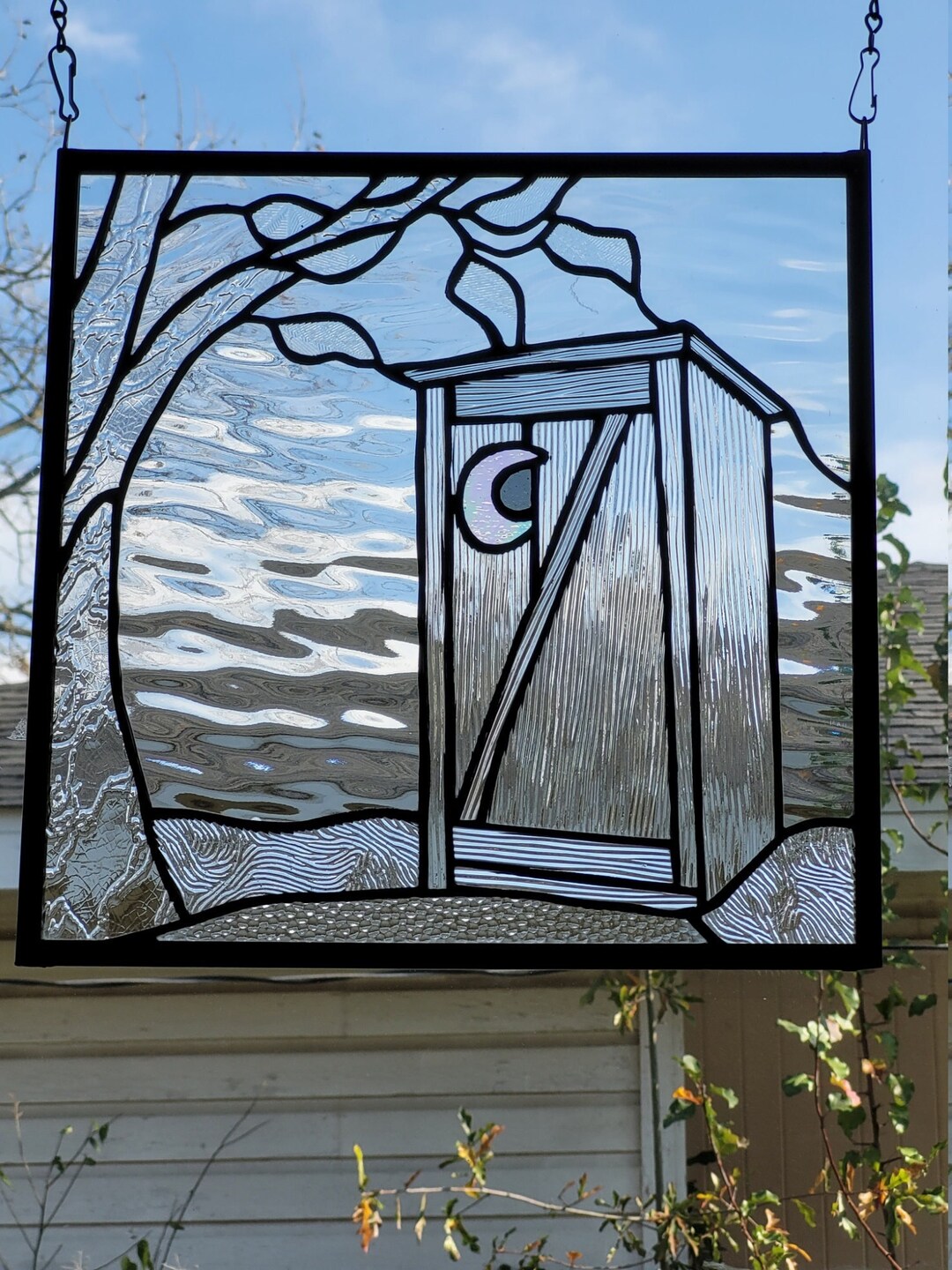 Stained Glass Clear Textured Glass Classy Outhouse Panel Sun Catcher 13 ...
