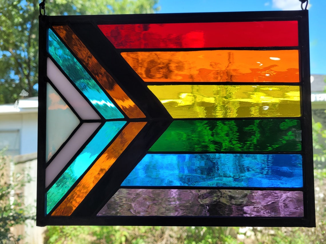 Stained Glass Pride Flag LGBTQ Sun Catcher Panel 11 X | Etsy