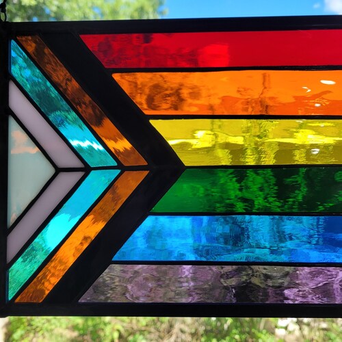 Stained Glass Rainbow Pride Flag-suncatcher-free Shipping - Etsy