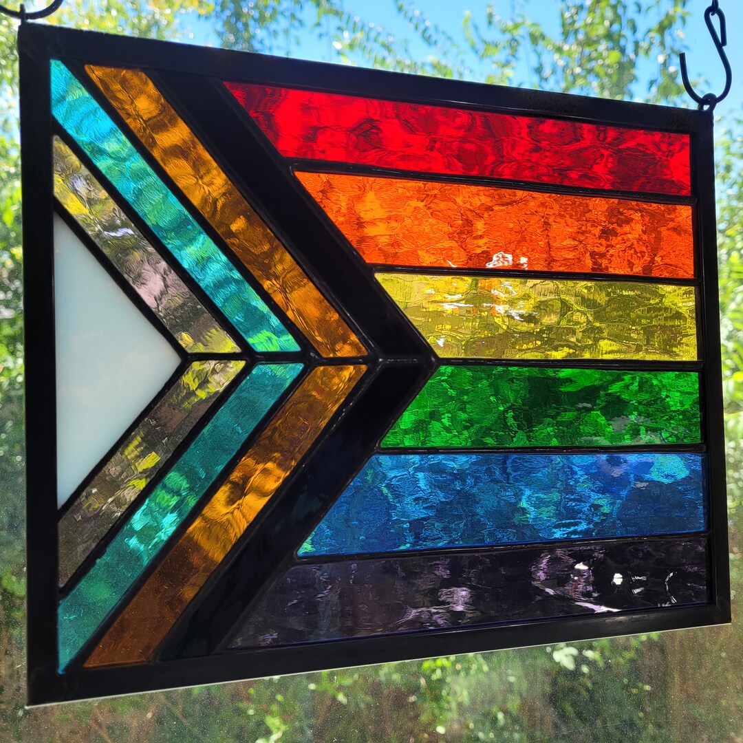 Stained Glass Pride Flag LGBTQ Sun Catcher Panel 11 X - Etsy