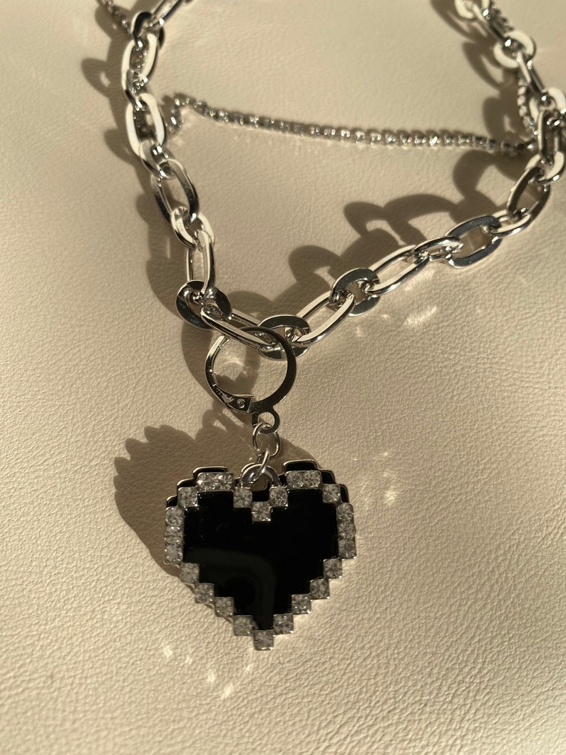 Le Sserafim Fearless Inspired Necklace With Black Heart and - Etsy