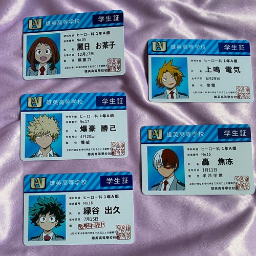 MHA My Hero Academia Student ID Cards Todoroki Bakugo Deku | Etsy UK
